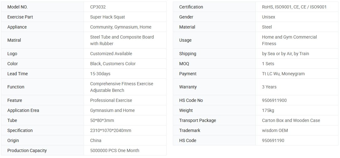 Commercial Professional Super Hack Squat Gym Equipment Squat Machine